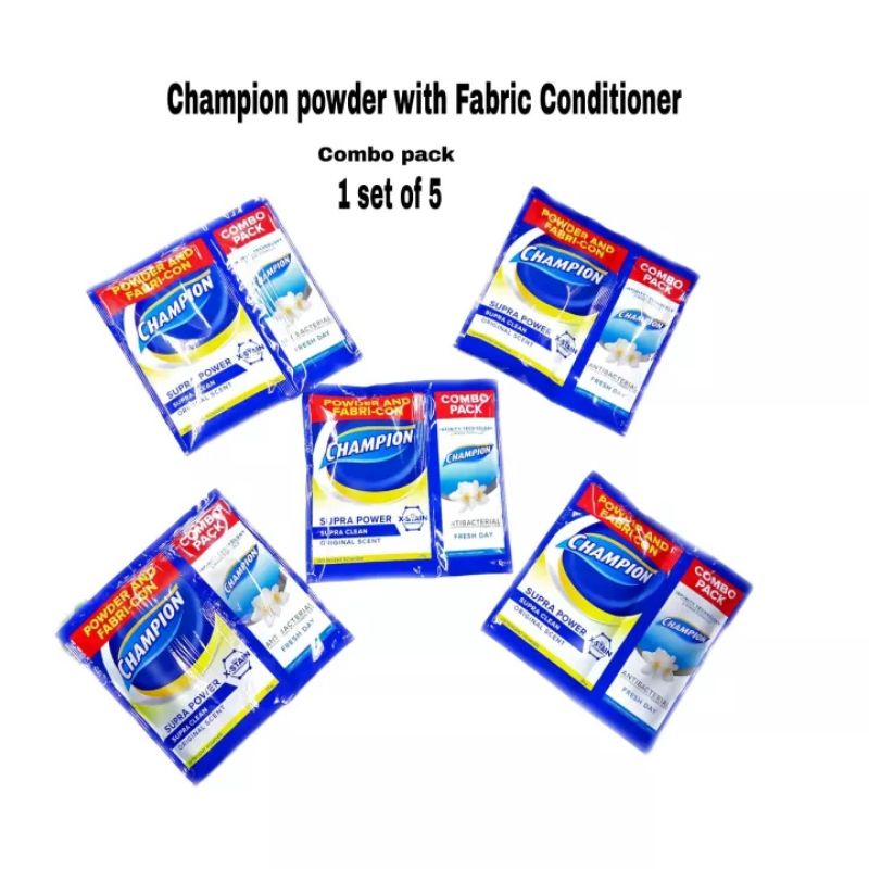 5 BIG SACHETS CHAMPION & CALLA POWDER WITH FABRIC CONDITIONER | Shopee ...