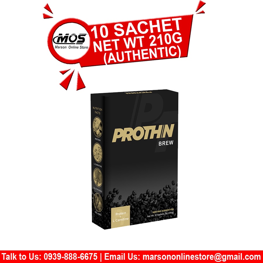 Prothin Brew Coffee 10 Sachets/Box Protein + L Canitine + Free Sticker ...