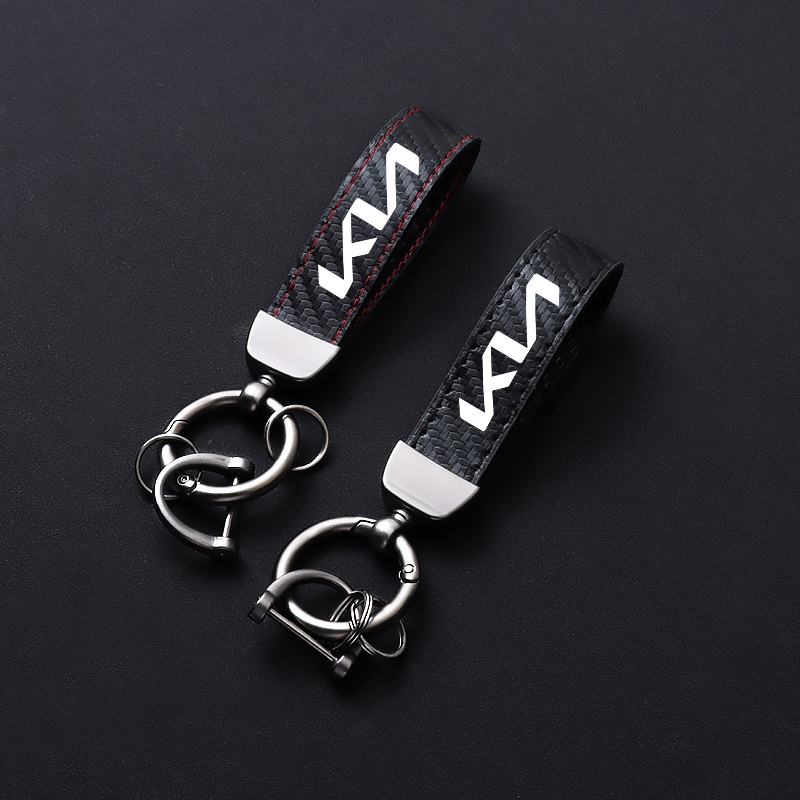Carbon Fiber Leather Car Keychain For Kia Picanto Cerato Rio Sportage ...