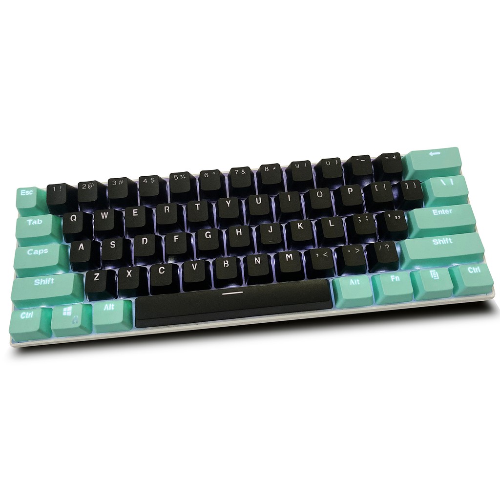 Cyan black keycaps，61 keycaps PBT keycaps backlit two-color mechanical ...