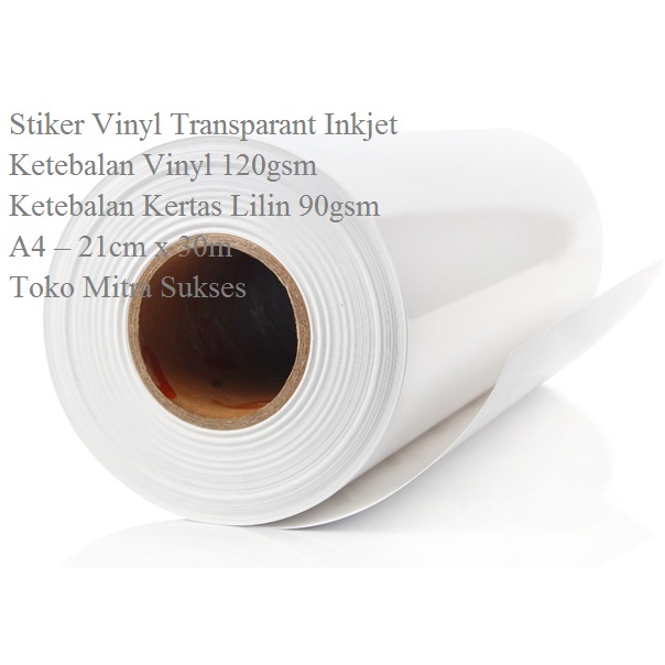 New A4 Inkjet Transparent Vinyl Sticker Roll 21cm x 30m | Shopee ...