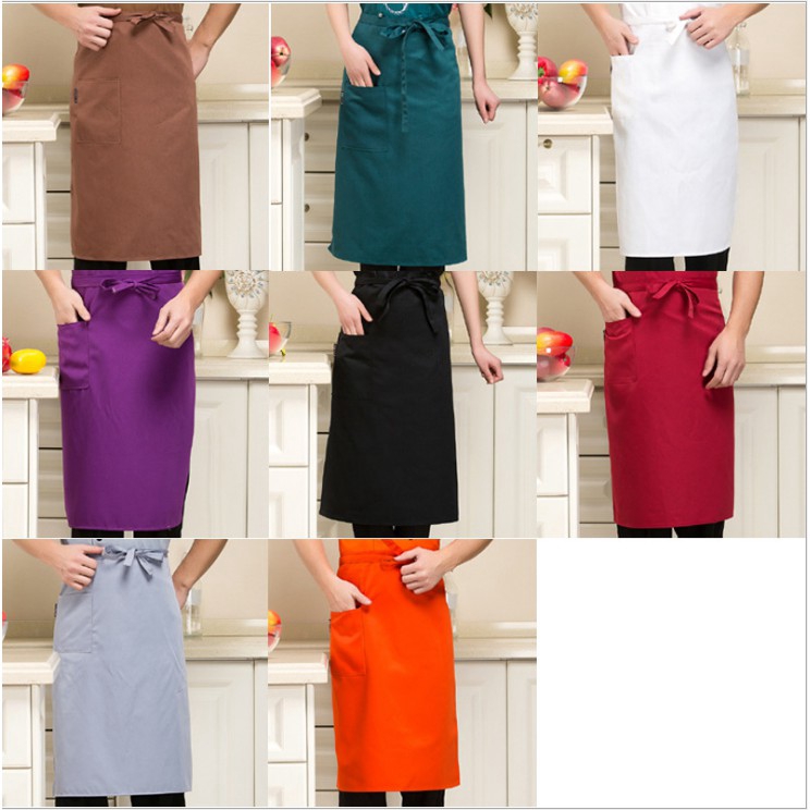 Solid Color Half Body Apron Kitchen Restaurant Hotel Cooking Chef Apron ...