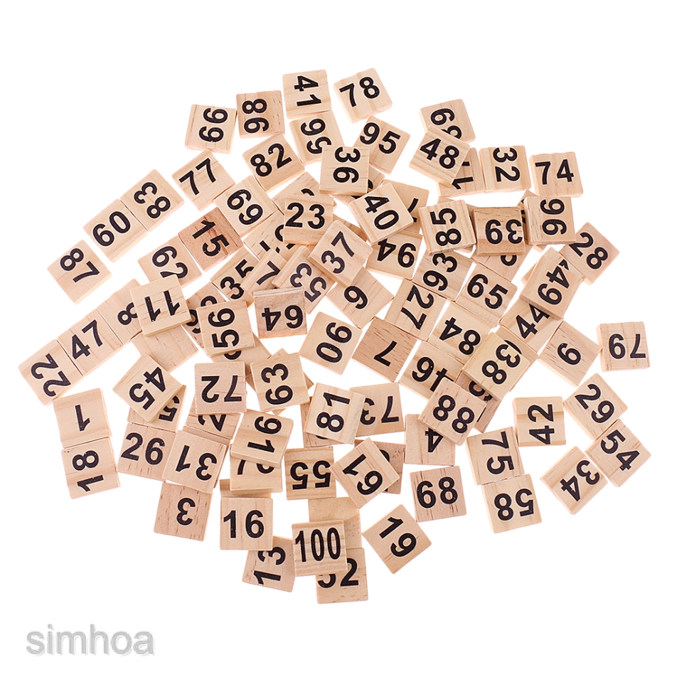 100pcs Wooden Number Tiles 1- Number Cube Blocks DIY Wedding Crafts ...