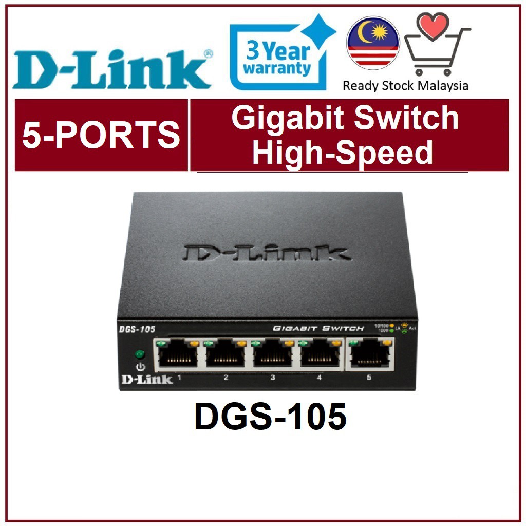 D-Link DLINK DGS-105/DGS105GL Quality 5-Port Gigabit Desktop Network ...