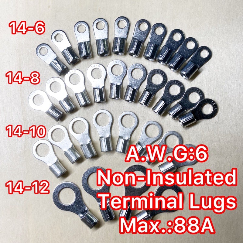 14mm2 ( AWG#6 ) Round Non-Insulated Terminal Lugs | Shopee Philippines