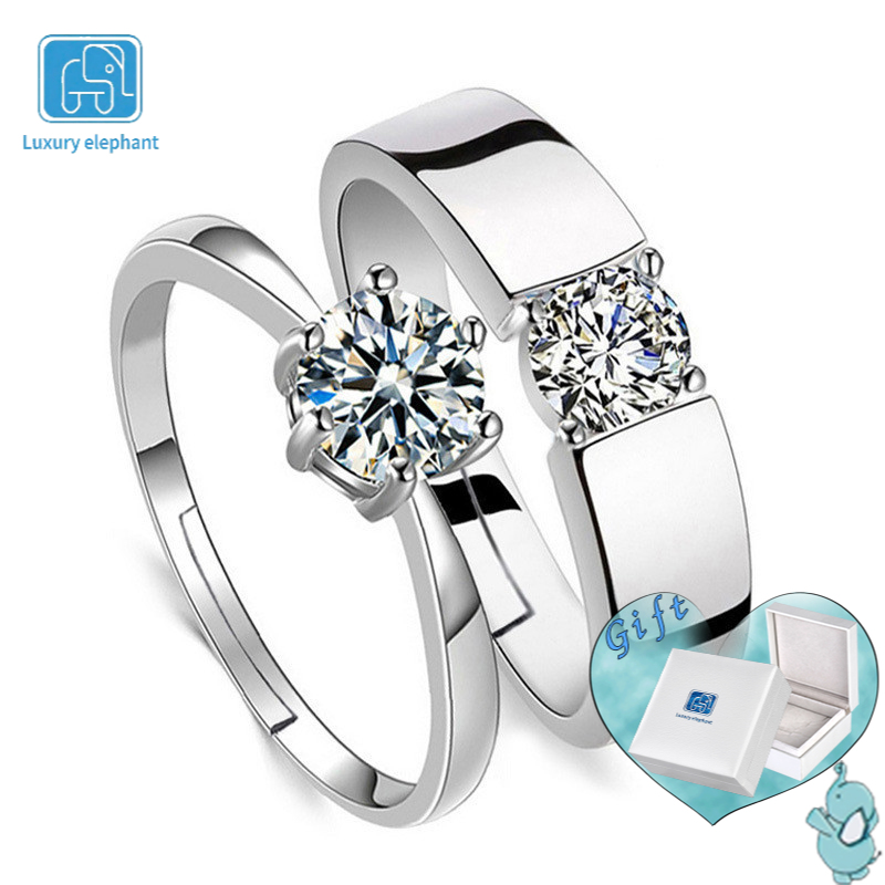 Luxury elephant Couple Ring Adjustable Promise Rings Engagement Wedding ...