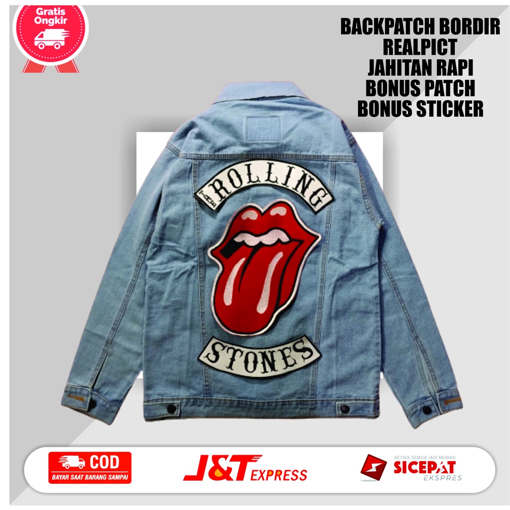 Backpatch Emblem Back Punk Jacket Jeans Jacket Embroidery Large Patch Set Rolling Stone Tongue ...