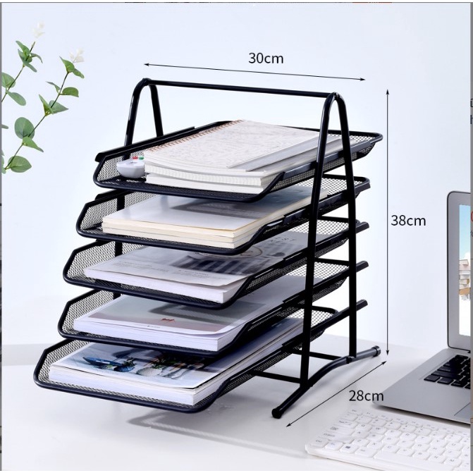 5-tier metal frame file shelf, sturdy and convenient 5-tier multi ...