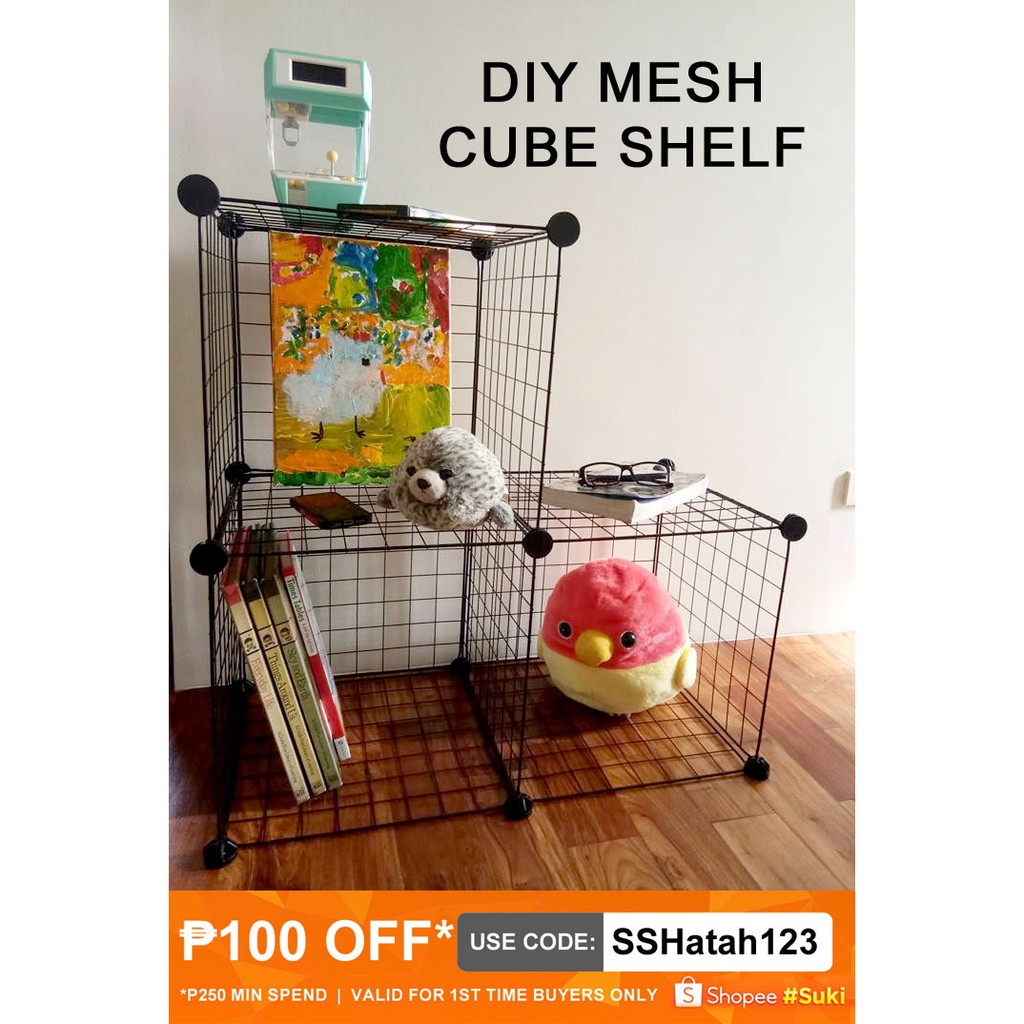 (COD) DIY modular cube mesh - 2 cube or 3 cube shelf wire grid shelves ...