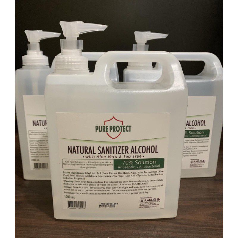 Pure Protect Natural Sanitizer Alcohol 1Liter | Shopee Philippines
