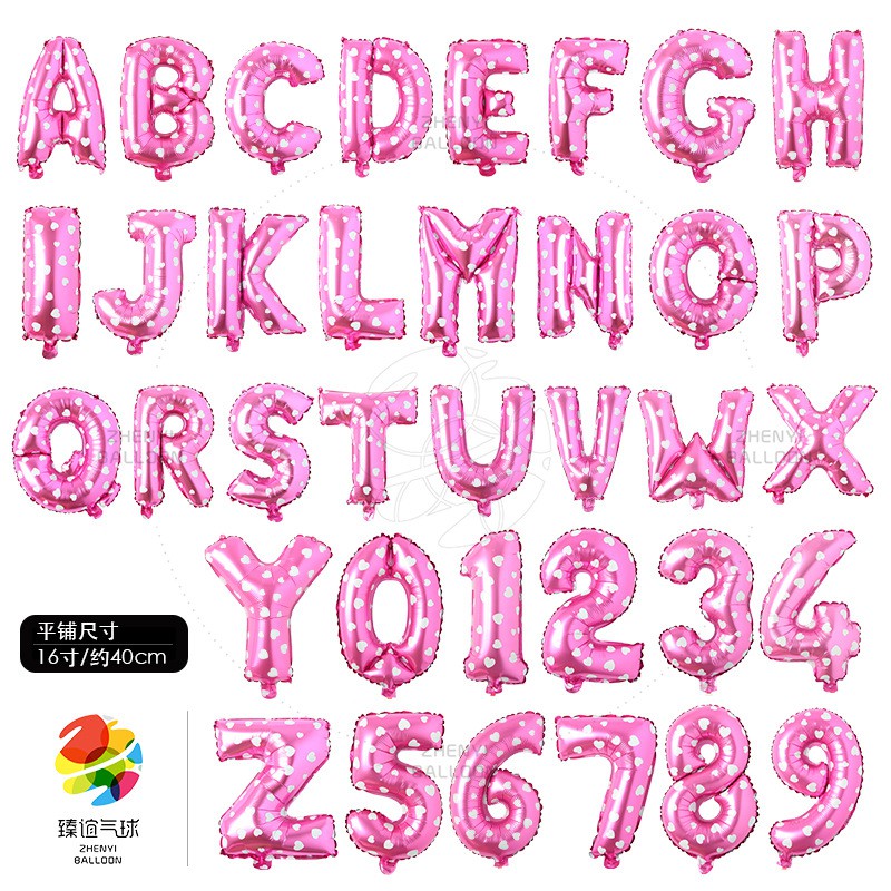 16 inch PINK HEART (A-Z) (0-9) letter Number Balloon wedding decoration ...