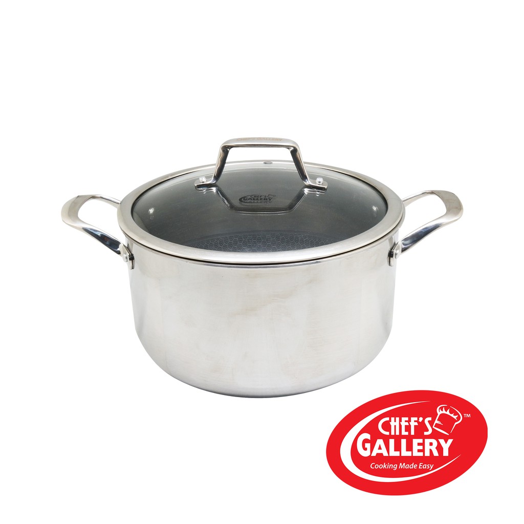 CHEF'S GALLERY 3-Ply Stainless Steel Non-Stick Casserole 24 CM ...