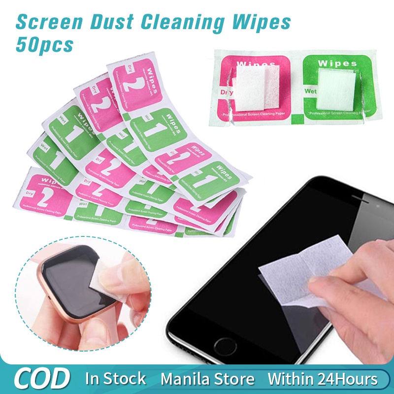 50pcs Dry Wet Cleaning Wipes Paper Set LCD Screen Dust Removal for ...