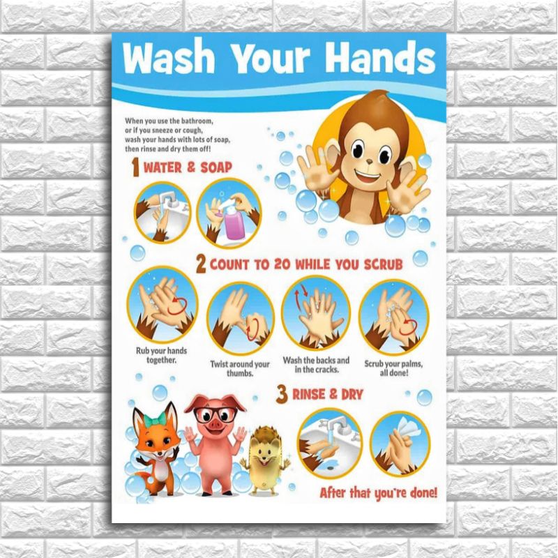 Wash Your Hands / Stay Healthy / Hygiene | A4 Size Laminated ...