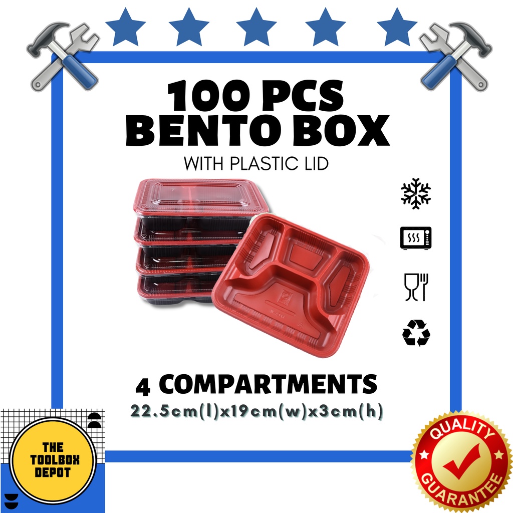 Bento Box Trays 1 | 2 | 3 | 4 | 5 Division/Compartment w/ Lid [100pcs ...