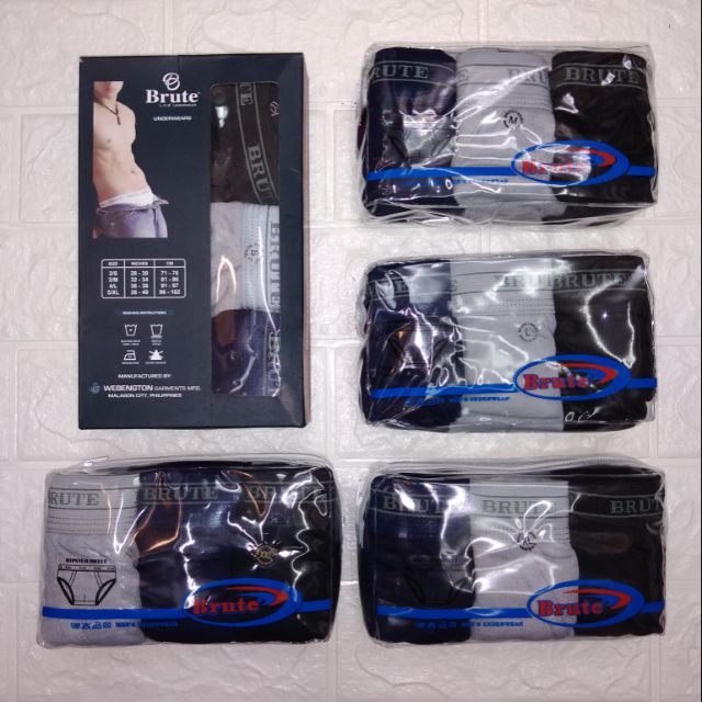 Brute Hipster brief 3 in 1 Pack Color for men's underwear | Shopee ...