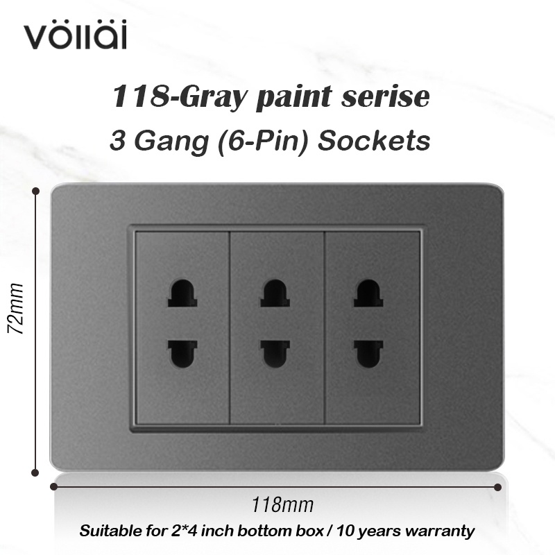 Vollai Wall Switch for Light 15amp Universal Wall Socket Outlet for ...
