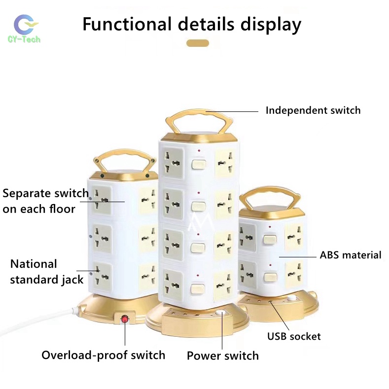 2,3,4,5 layer Multi-functional Tower Vertical Socket with bold line USB ...