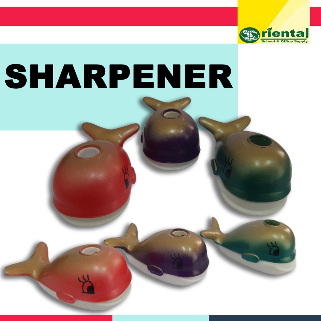 1 pc. Big Whale Pencil Sharpener - 1 Hole 3x2 inches Glossy Plastic ...