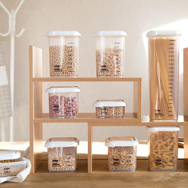 240ML/650ML/1000ML/1800ML/2200ML Plastic Sealed Cans Kitchen Storage Box Transparent Food ...
