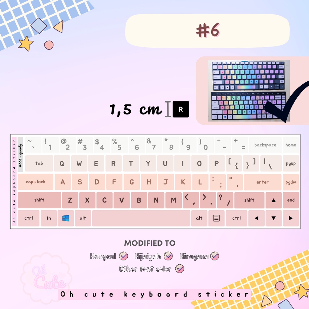 Qwerty Keyboard Sticker for windows colorful - Cute - pastel ...