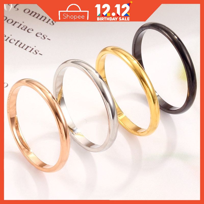 18K Titanium Couple Ring Women Fashion Simple And Smooth Titanium Ring ...