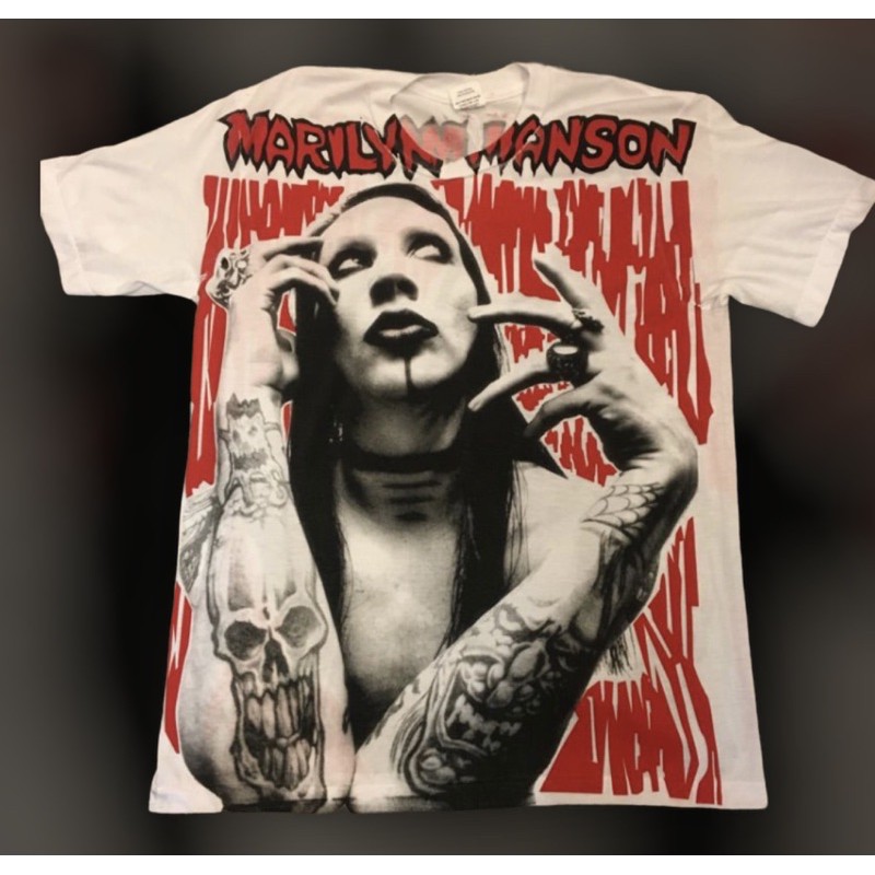 90s Marilyn Manson Style Overprint Shirt | Shopee Philippines