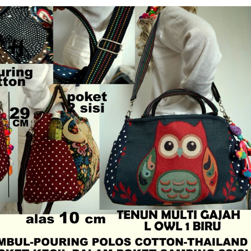 Thailand Woven Bag / Multi Elephant Woven Hmong Bag / Thailand Owl Bag ...