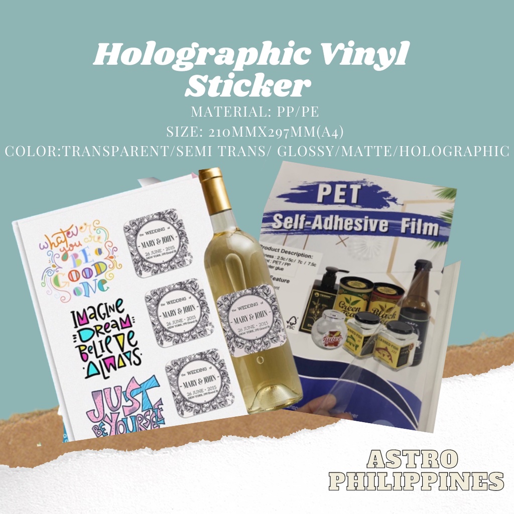Printable PET Vinyl Sticker Paper Hologram Glossy Matte Transparent ...
