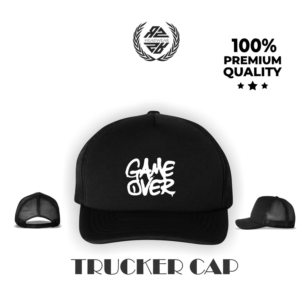 HITAM Original Custom Black Trucker Net Men's Hat Trucker Hat with Over ...