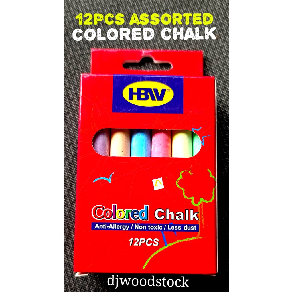 COLORED CHALK 12 STICKS PER BOX ASSORTED COLOR | Shopee Philippines