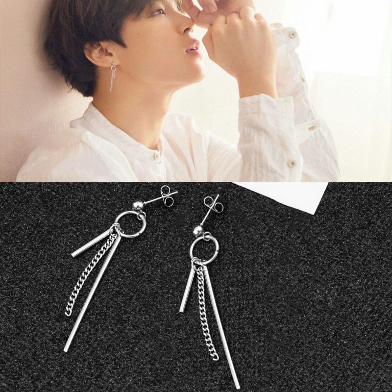 1 Pcs Korea Kpop Long Tassel Earrings Star Hip Hop Stud Earring for Men ...