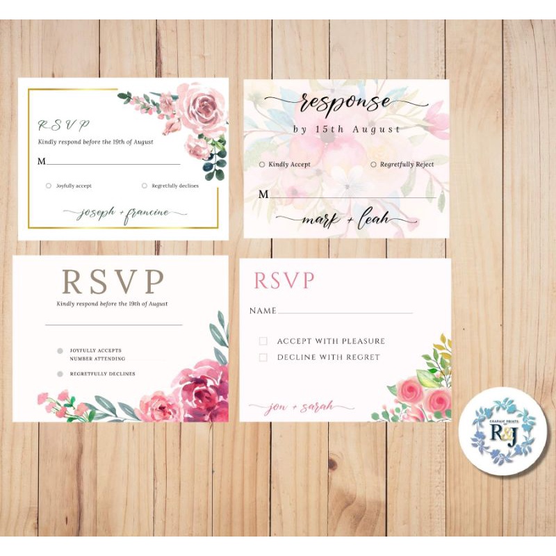 Wedding RSVP Card Personalized | Free Layout | Shopee Philippines