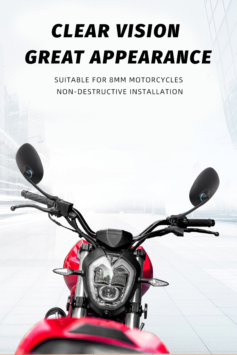 Motorcycle Classic Side Mirror Motorcycles Scooters Oval Rearview ...