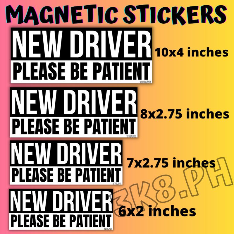 BLACK AND WHITE MAGNETIC CAR STICKERS DESIGNS FOR CAUTION NEW DRIVER ...