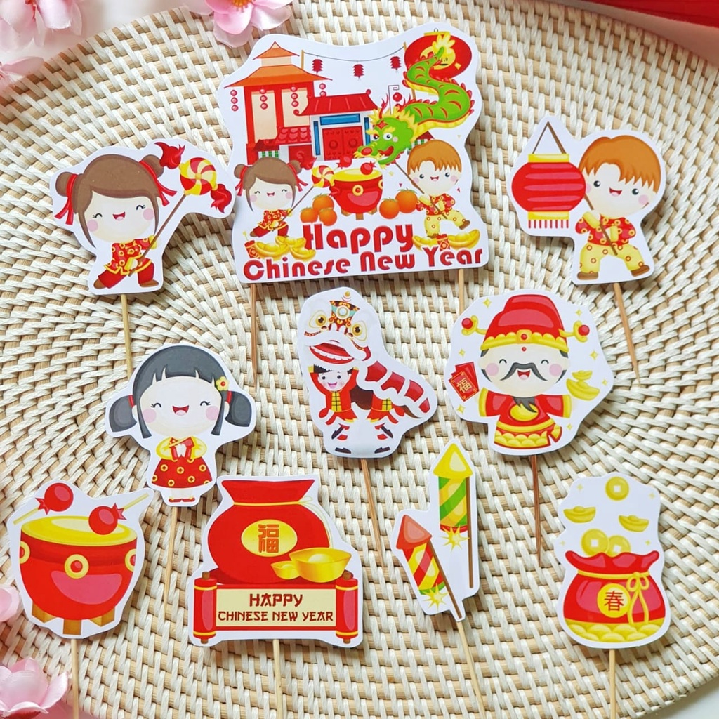 Festive Chinese New Year Cake Topper (10pcs) | Shopee Philippines