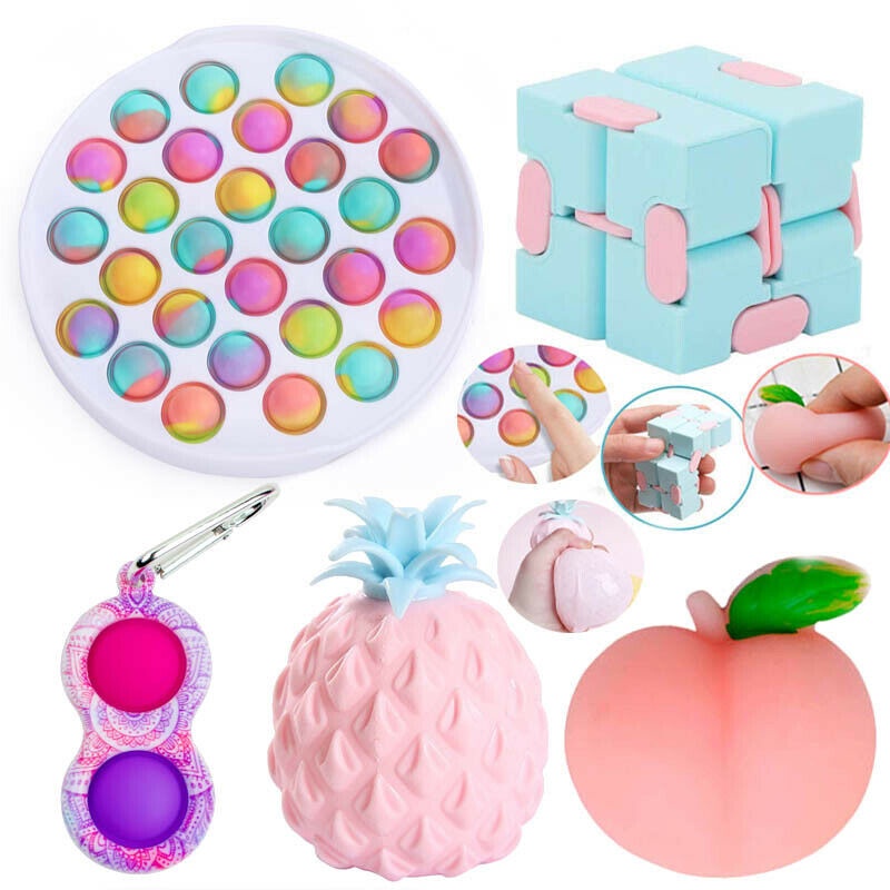 Fidget Toys Set Infinity Cube Stress Relief Simple Dimple Tools Bundle ...