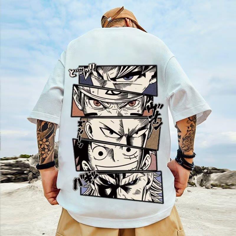 Summer One Piece Luffy Design Men's Short Sleeve T-Shirt Anime Printd ...