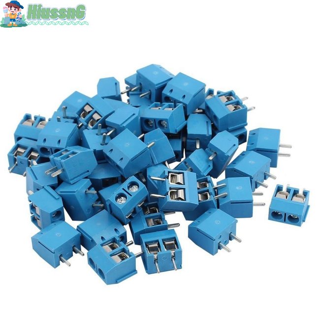 HUS 100 Pcs KF301-2P Screw 2Pin 5.0mm Straight Pin PCB Screw Terminal ...