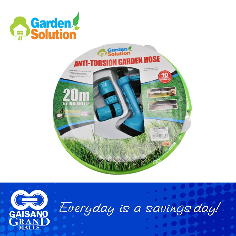 GARDEN SOLUTION Garden Hose, Anti-Torsion Garden Hose 4 Layers with Spray Gun 662 Gaisano Grand ...
