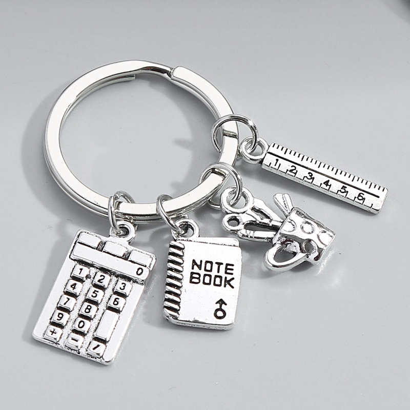 Study Keychain Calculator Note Book Ruler Pen Holder Key Ring Student ...