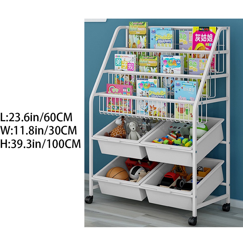 Kids Toy Storage Rack Children's Bookshelf Multi Purpose Display ...