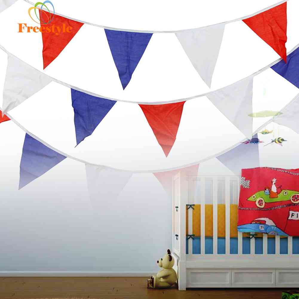 12 Flags White Red Blue Flag Banner Streamer Pennant Wedding/Birthday ...