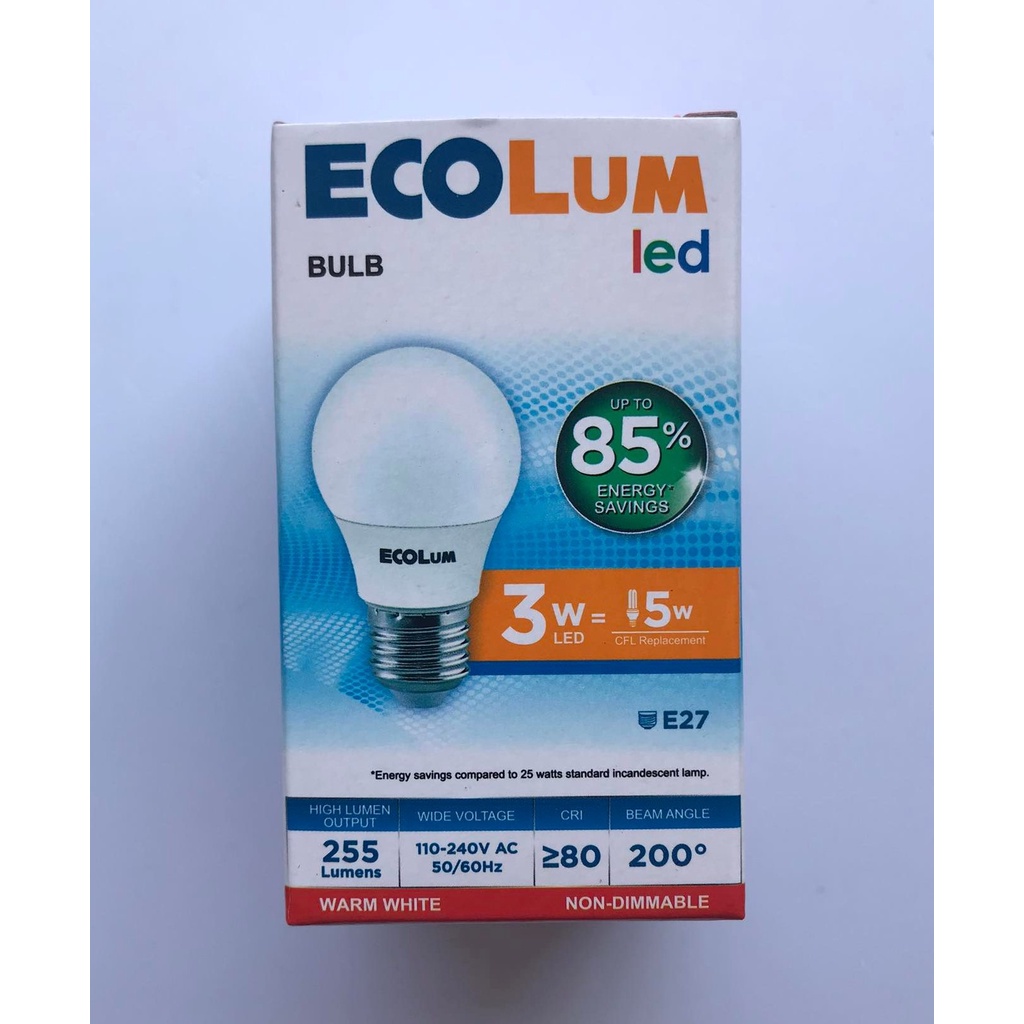 Ecolum LED Bulb 3w, 5w, 7w, 9w, 11w, 13w (WarmWhite) | Shopee Philippines