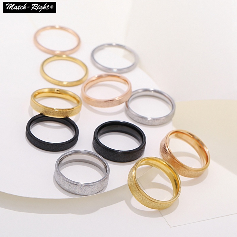 6mm Stainless Steel Shiny Rings Gold Silver Color Simplr Ring Korean ...