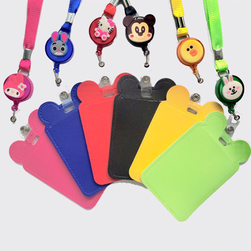 Cardholder with Cartoon Retractor / Badge Pulley and Lanyard | Shopee ...