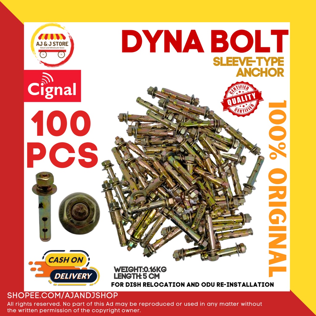 ORIGINAL 100 PCS DYNA BOLT (5 cm) FOR ODU INSTALLATION AND DISH RELOCATION + FREEBIES | Shopee ...
