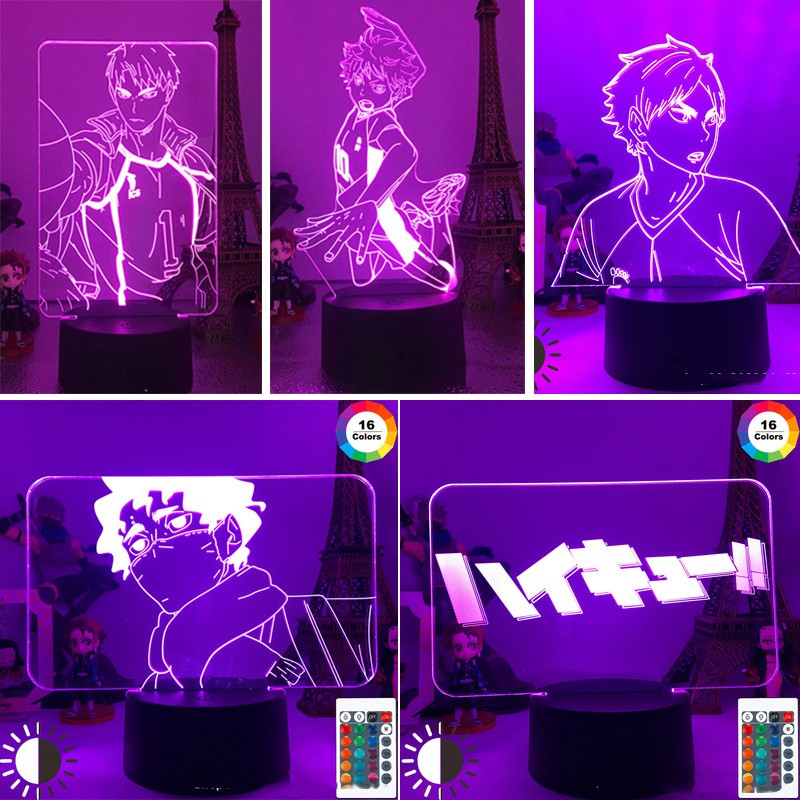 Haikyuu 3D LED Lamp Karasuno Action Lighting Night Lights USB Remote ...