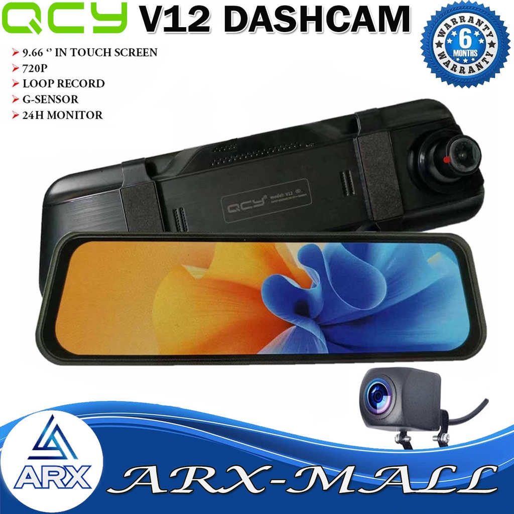 QCY V12 9.66 IN TOUCH Screen with night vision / G-sensor / Loop recording and 24H monitor Dash ...