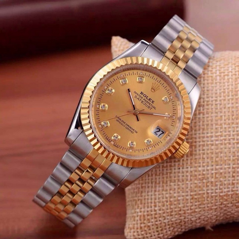 Luxury Brand Rolex Classic Gold Silver Datejust Women Men Alloy Watch ...